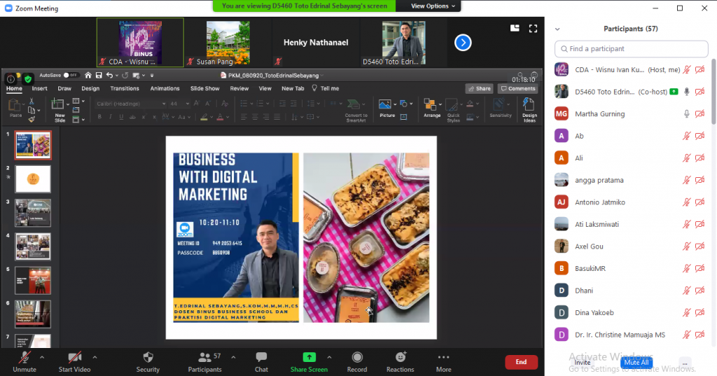 Pelatihan Kewirausahaan BBS – 8 September 2020 – Community Empowerment